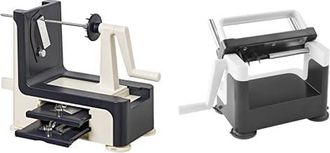 Lurch 10301 Super-Spiralschneider zum Schneiden von Spaghetti (2mm, 4mm) und Spiralen (1,5-5mm) Schwarz & 200550 Bahnenschneider Catto - Kunststoff, Grau/We