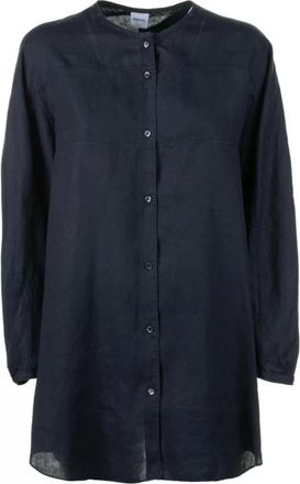 Aspesi Femme, Blouses et Chemises, Bleu, Taille: 36 FR Band Collar Button-Up Shirt
