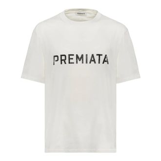 Premiata Homme, Tops, Blanc, Taille: M T-shirt en coton avec imprim&eacute;