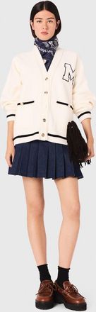 Maje Langer Cardigan Mit Stickerei - Ecru - Maje