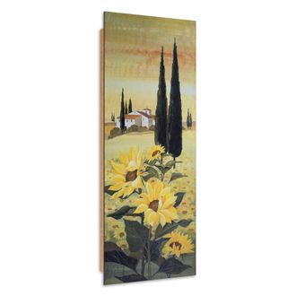 Feeby Bilder 30x90 cm Toskana Sonnenblumen 1 tlg Modern Wandbilder Deco Panel MDF Kunstdruck Wand Bild Wanddeko Design Flur B&uuml;ro K&uuml;che Wohnzimmer Thuja Abst