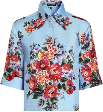 Dolce & Gabbana Femme, Blouses et Chemises, Multicolore, Taille: 36 FR Twill Shirt Flower Bouquet Print