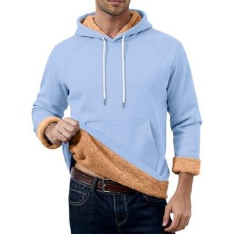 Generic Sweat &agrave; capuche pour homme - Cordon de serrage - T-shirt &agrave; manches longues - Couleur unie - Sweat &agrave; capuche doubl&eacute; - Confortable - Pull en polaire d&eacute;c