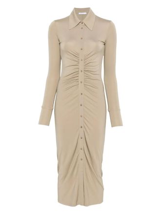 Patrizia Pepe robe drapée mi-longue à boutonnière - Tons neutres
