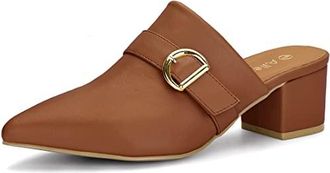 Allegra K Femmes Bout Pointu Bloc Talon MuChauss Brun 44