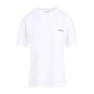 Brunello Cucinelli Femme, Tops, Blanc, Taille: 40 FR T-shirt Décontracté en Coton