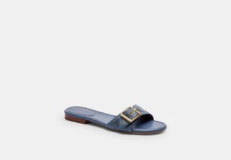 Coach Margot Flache Sandale Aus Signature-Denim Mit Kristallen