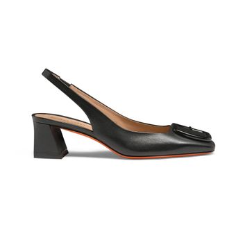 Santoni Leder Slingpumps mit mittelhohem Absatz - - Shoes - Damen - Schwarzk - 37 1/2 EU