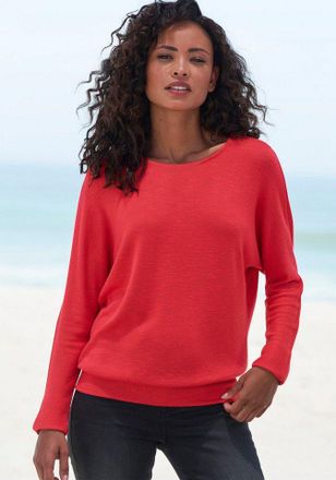 Vivance Langarmshirt mit breitem Bund aus strukturiertem Feinstrick mit Viskose