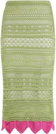 Roberto Cavalli Femme, Jupes, Vert, Taille: 42 FR Jupe Midi en Tricot avec D&eacute;tails Contrast&eacute;s