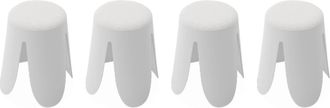 Sweeek 4er Set stapelbare Hocker, wei&szlig;, strukturierter Boucl&eacute;bezug, NIKI, &Oslash;30 / 44 x H 46 cm