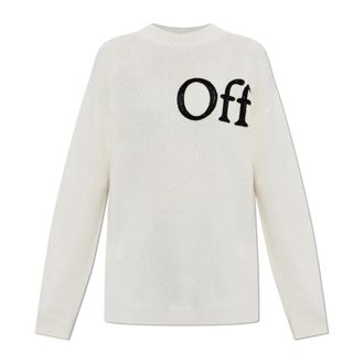 Off-white Femme, Pulls, Beige, Taille: 44 FR Pull en Laine avec Logo