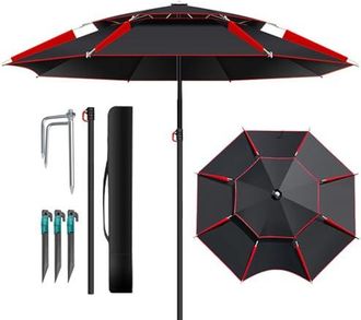 Generic Parapluie de plage coupe-vent - Grand auvent double - A&eacute;ration - Parasol de protection UV | Attrayant baldaquin ventil&eacute;, coupe-vent et imperm&eacute;able, pr