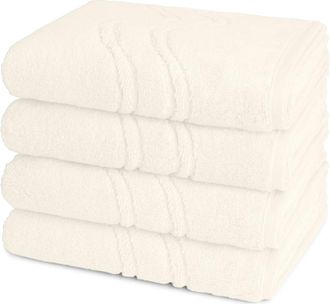 ROSS 4 teiliges Frottier-Set - Cashmere Feeling (4 X Handtuch im Set) - 520 g/m2 - Baumwolle - Walkfrottee - saugstark - weich und flauschig - Champagner