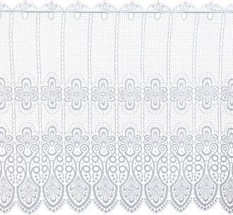 Plauener Spitze by Modespitze, Store Bistro Gardine Scheibengardine für Stangendurchzug, hochwertige Stickerei in Guipure Spitze, Höhe 62 cm, Breite 176 cm, Farbe Wei