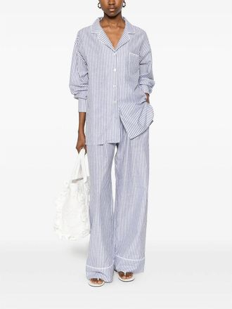 Riviera & Bar Cotton-Linen Striped Shirt - Blue