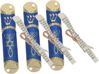 DOITOOL 3 Sätze Teiliges Messianic Seal Mezuzah Metallrahmen mit Schriftrolle Wetterfeste Jüdische Türdekoration für Zuhause und Hanukkah Geschenk für Familie