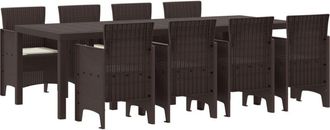 vidaXL Garten Essgruppe 9 pcs Braun Polt Rattan Vidaxl