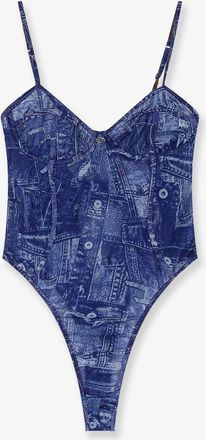 Diesel Bridget nylon bodysuit with denim print - DIESEL - gender_Woman