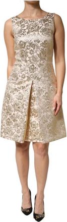 Dolce & Gabbana Femme, Robes, Beige, Taille: 38 FR Floral Brocade Sleeveless Dress