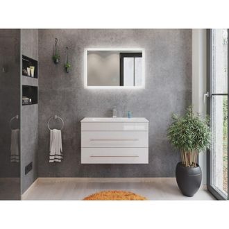 Magnolia Home Badm&ouml;bel Mars 800 2-teilig mit LED Spiegel SlimLine weiss hochglanz