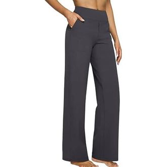 Generic Lumilift Pantalon de travail/yoga pour femme Taille haute avec poches Ample Stretch Robe Pantalon de surv&ecirc;tement d&eacute;contract&eacute;, gris, XXL