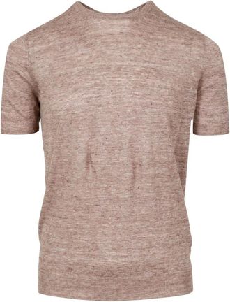 Barba Pull col rond en lin - Homme - Pulls - Beige - Taille: 2XL