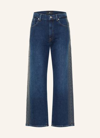 7 For All Mankind Straight Jeans Stovepipe Mit Nieten blau
