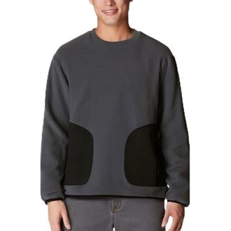 Generic Sweat-shirt uni pour homme - Pull d&eacute;contract&eacute; en polaire douce pour homme - Fermeture thermique - Avec poche de couleur contrast&eacute;e - Col rond - Pour l