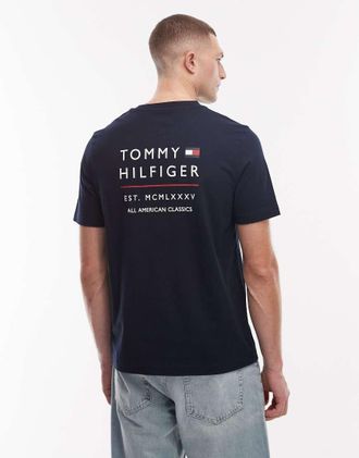 Tommy Hilfiger T-shirt avec broderie logo superpos&eacute; - Bleu marine