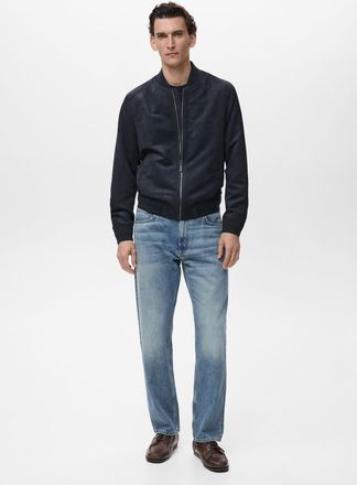 Mango Bomberjacke mit Wildleder-Effekt nachtblau - Herren - XXL - MANGO MAN