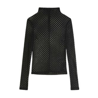 Patrizia Pepe Femme, Pulls, Noir, Taille: 42 FR Pull à col roulé en filet