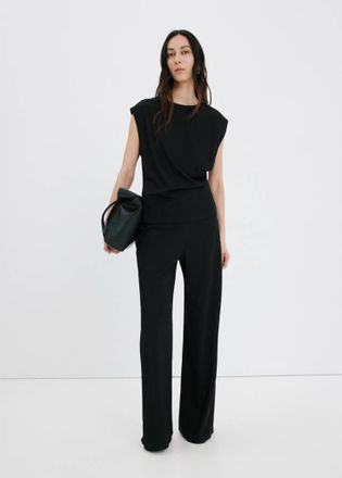 Mango T-shirt d&eacute;tails fronc&eacute;s noir - Femme - XXS - MANGO