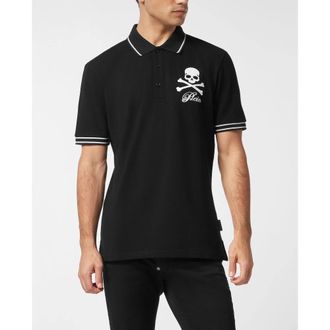 Philipp Plein Homme, Tops, Noir, Taille: M Piquet Polo Skull & Bones
