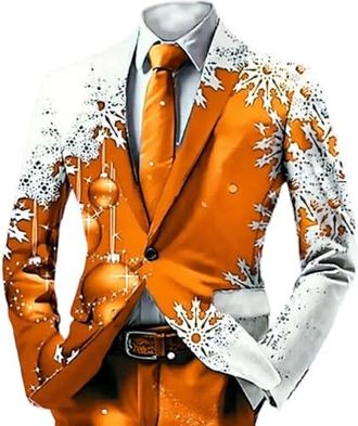 Generic Veste d&eacute;contract&eacute;e imprim&eacute;e 2026 pour les &eacute;v&eacute;nements de vacances avec un design &eacute;l&eacute;gant pour les f&ecirc;tes et les rassemblements, Orange, 3XL