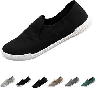 Generic Chaussures classiques en toile pour homme - Douces et confortables - Chaussures de sport plates - Chaussures de course &agrave; enfiler - Respirantes et conf