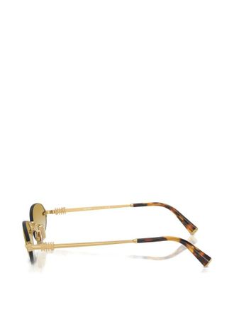 Miu Miu Eyewear MUA54S Oval Metal Frame Sunglasses - Gold