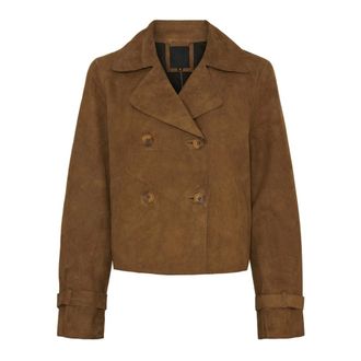 Notyz Notyz, Femme, Vestes, Brun, Taille: 42 FR Suede Short Trenchcoat