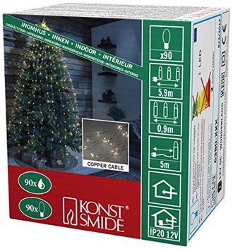Konstsmide 6380-160 LED-Lametta Tropfen Warmweiß LED Transparent, Kupfer, 10 Stränge à 9 LEDs
