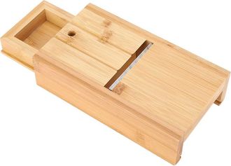 Zerone Verstellbarer Bambus-Seifenschneider, Handgefertigtes Seifenherstellungszubeh?r mit Schublade, Einfach zu Bedienen