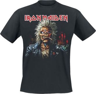 Iron Maiden Portrait Eddie Smoke Homme T-Shirt Manches Courtes Noir 3XL