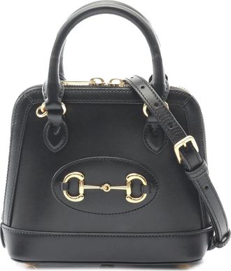 Gucci 2016-2025 Mini Leather Horsebit 1955 Top Handle Bag satchel - Schwarz
