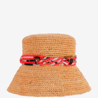 Maison Michel Womens Bucket Hat Axel Raffia Multicolour