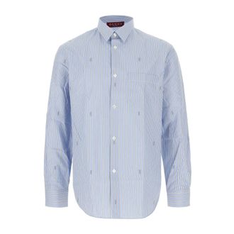 Gucci Gestreiftes Baumwoll-Popeline-Hemd - - Shirts - Herren - Blau - L