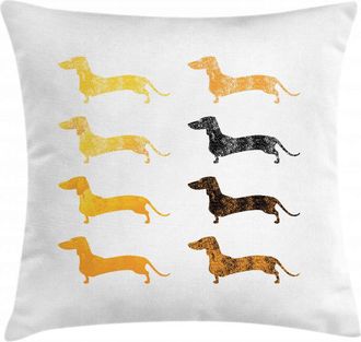 Abakuhaus Dackel Kissenbezug, Vintage Silhouetten, Waschbar mit Reißverschluss Kissenhülle mit Farbfesten Klaren Farben Beidseitiger Druck, 50 x 50 cm, Ringelbl
