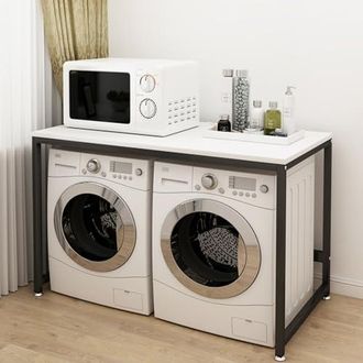 Generic Support de S&egrave;che-Linge Armoire de Rangement Double pour Machine &agrave; Laver, Support de Rangement pour Buanderie, Salle de Bain et Toilettes, 128 * 60 * 9