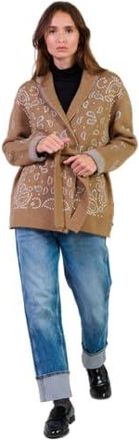 Le Temps Des Cerises Cardigan Bao camel &agrave; motif cachemire