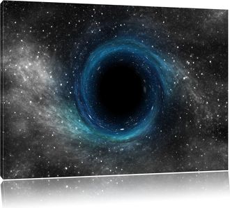 Pixxprint Schwarzes Loch im Weltall B&W Detail, Größe: 120x80cm, Leinwandbild, fertig gespannt, Wandbild, Dekoration, Kunstdruck, kein Poster