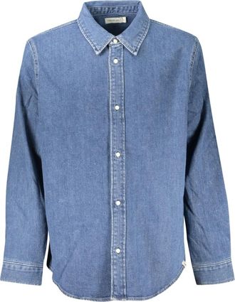 Calvin Klein Homme, Chemises, Bleu, Taille: S Chemise en Denim Bleu Col Italien
