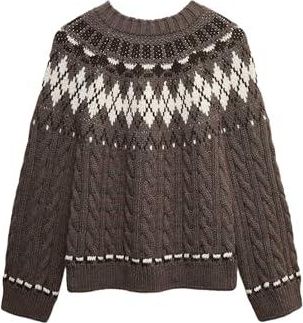 Marks and Spencer Pull en Maille torsad&eacute;e Jacquard &agrave; col Rond Femmes XS